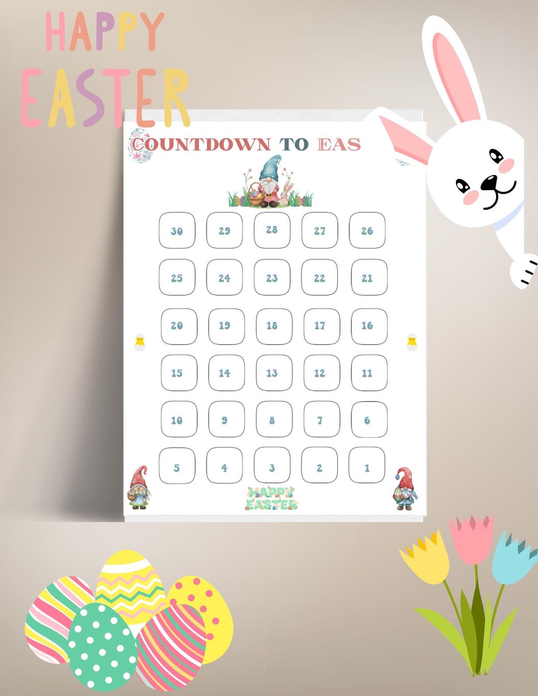 Easter Countdown Calendar, Easter Advent Calendar Countdown,30 Day ...