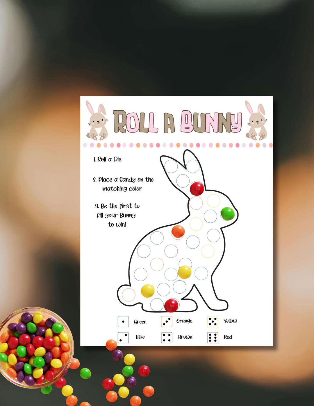 Roll a Bunny Candy Dice Game, Roll an Easter Bunny Activity,fun Spring ...