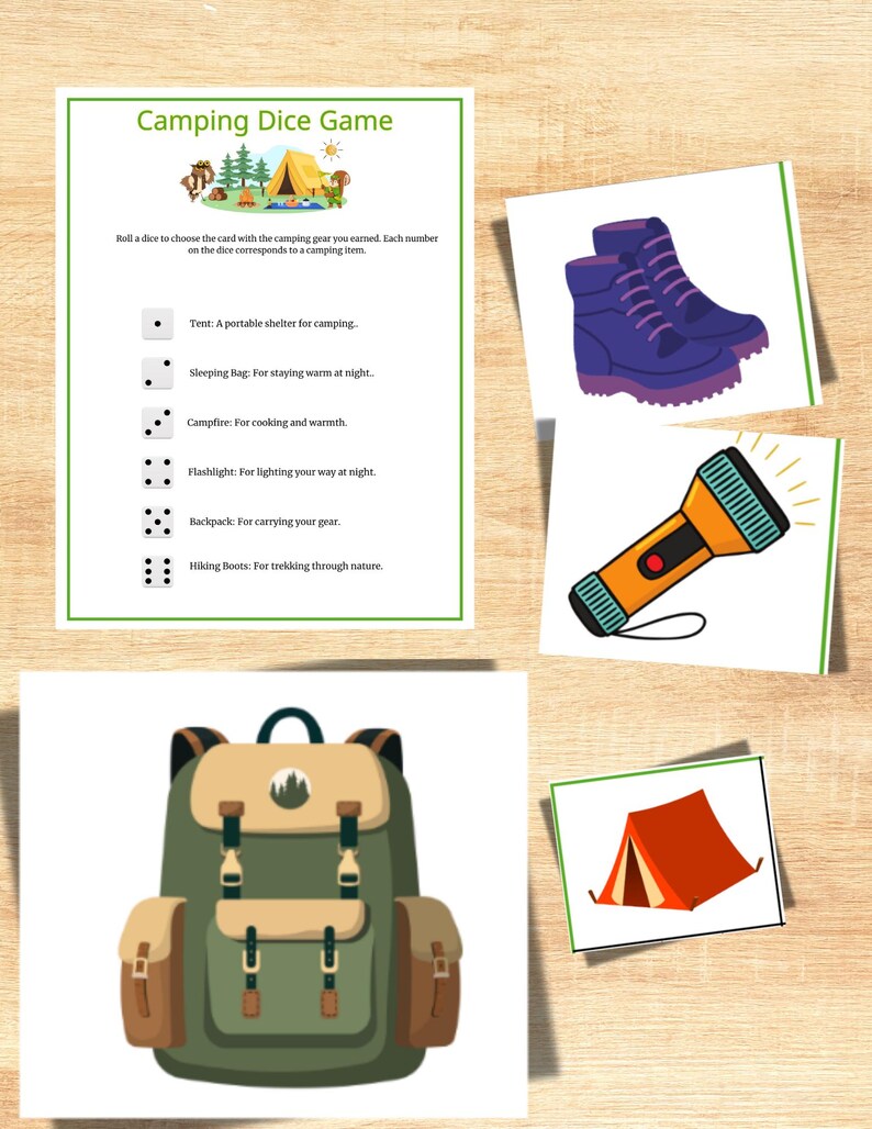 Camping Dice Game, Printable Family Summer Camp Activity,perfect for ...