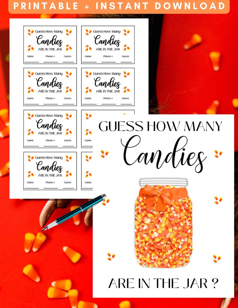 Halloween Candy Guessing Game, Printable Party Raffle, Halloween Guess ...