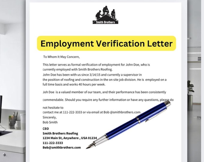 Employment Verification Letter Template, Editable Employer Template, HR ...