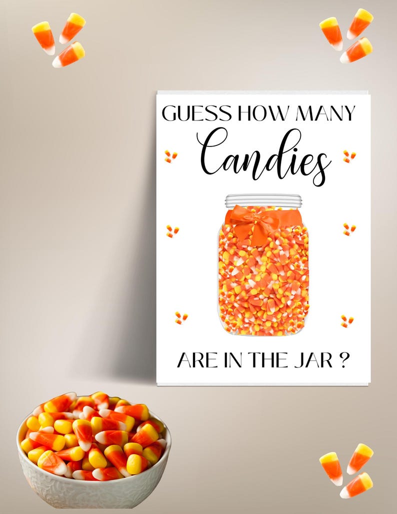 Halloween Candy Guessing Game, Printable Party Raffle, Halloween Guess ...
