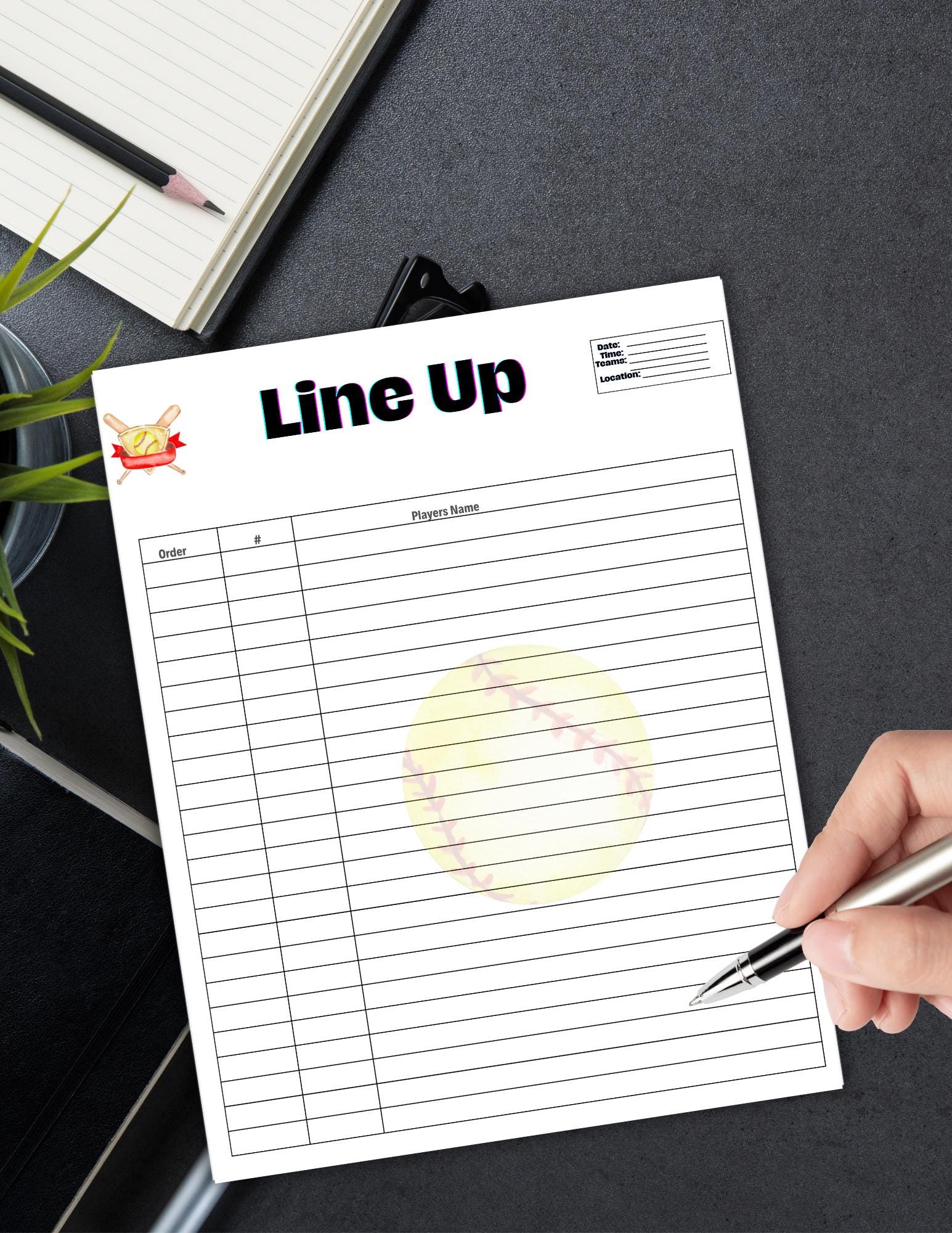 Softball Lineup Card Template,softball Player Roster,team Roster for ...