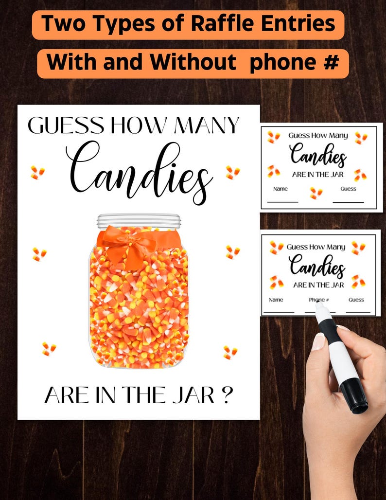 Halloween Candy Guessing Game, Printable Party Raffle, Halloween Guess ...