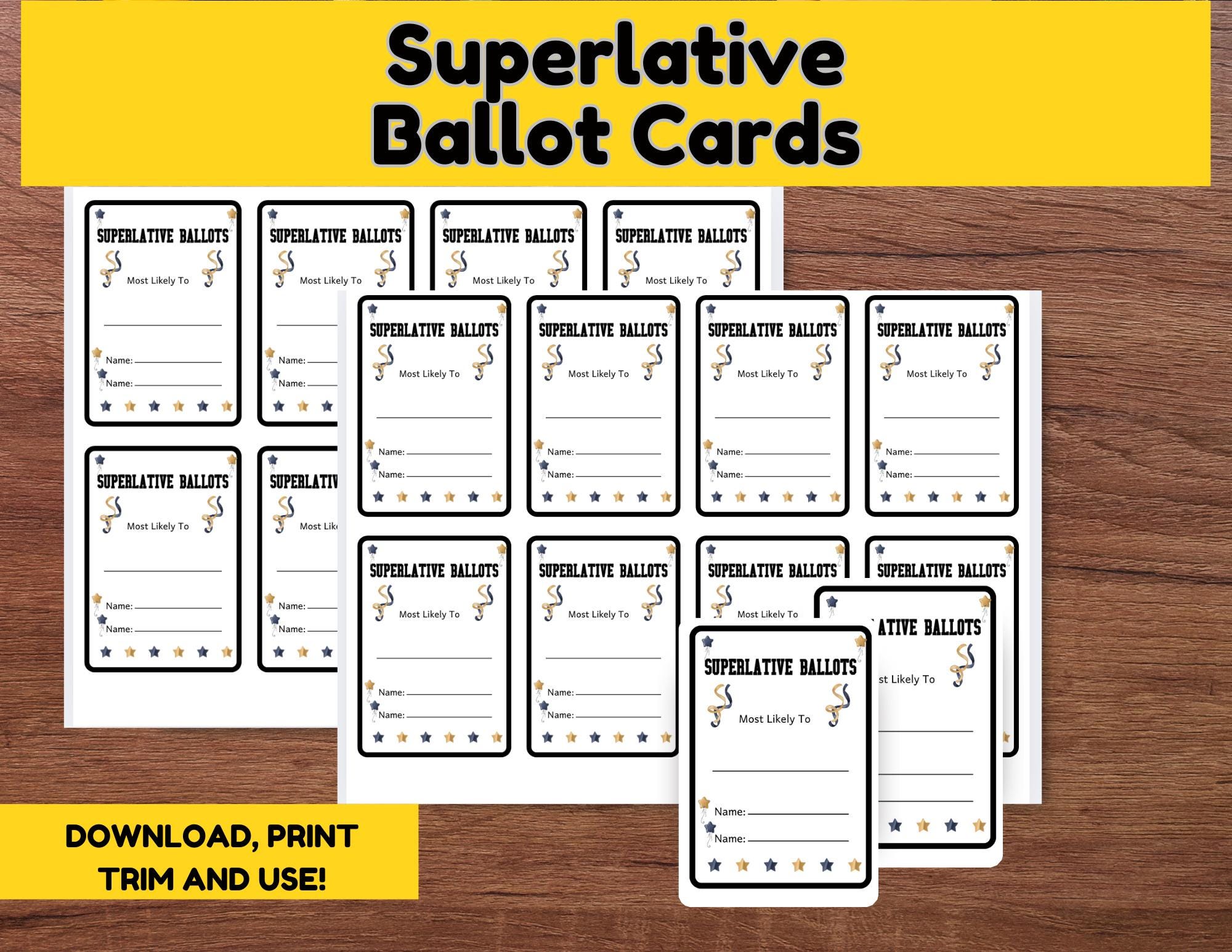 Printable Superlative Awards Ballots: Student Contest Votes, Senior ...