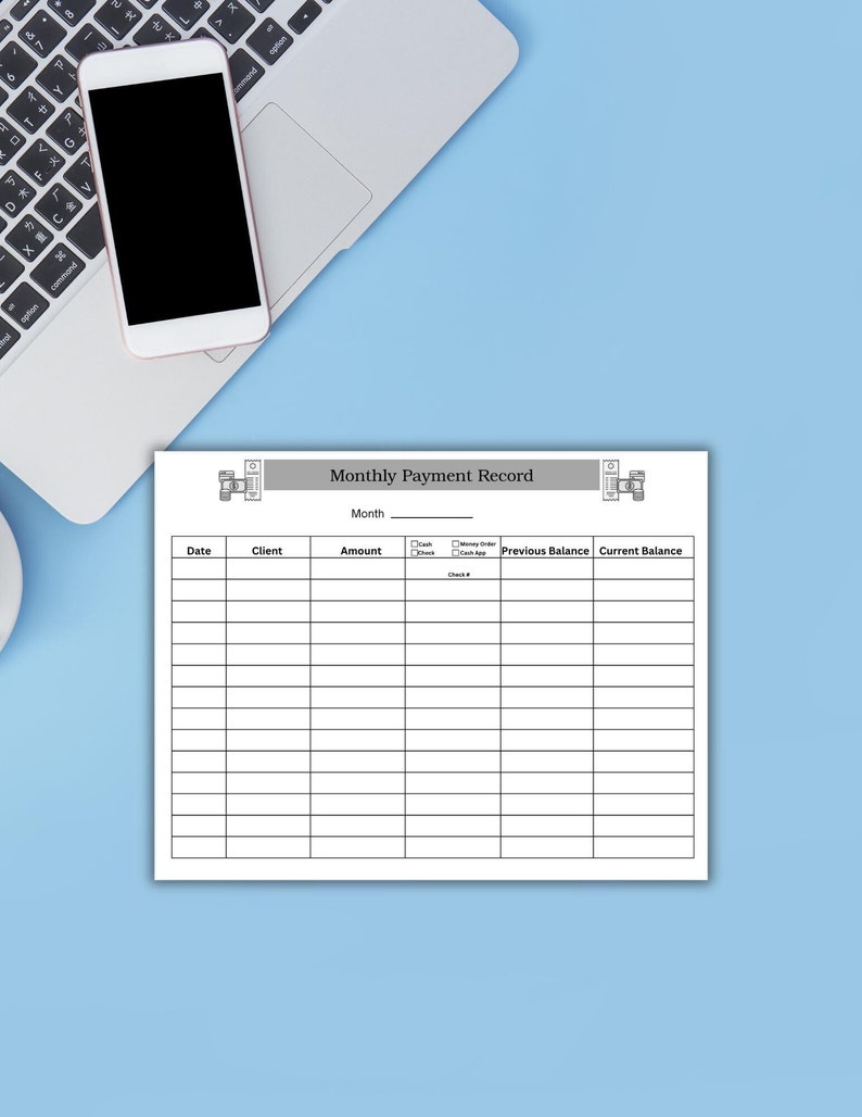 Monthly Payment Tracker,small Business Client Record, Income Log ...