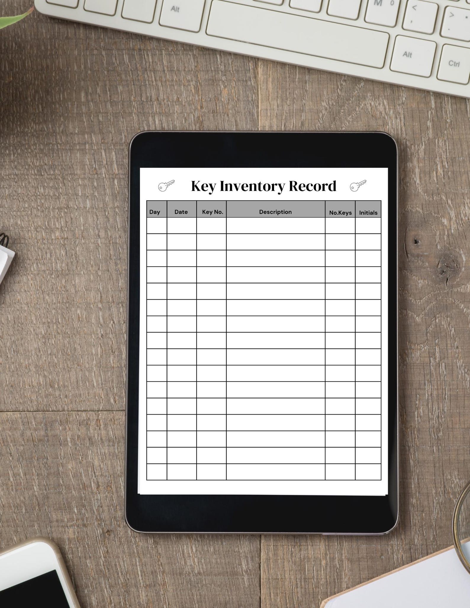 Printable Key Inventory Sheet,master Key List,key Catalog, Key ...