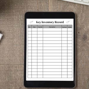 Printable Key Inventory Sheet,master Key List,key Catalog, Key ...