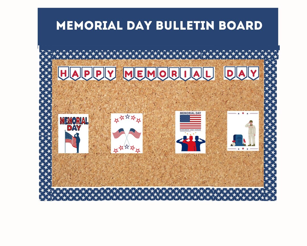 Memorial Day Bulletin Board Kit, May Bulletin Board, Patriotic Poster ...
