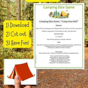 Camping Dice Game, Camping Gear Dice Game, Camping Themed Game ...