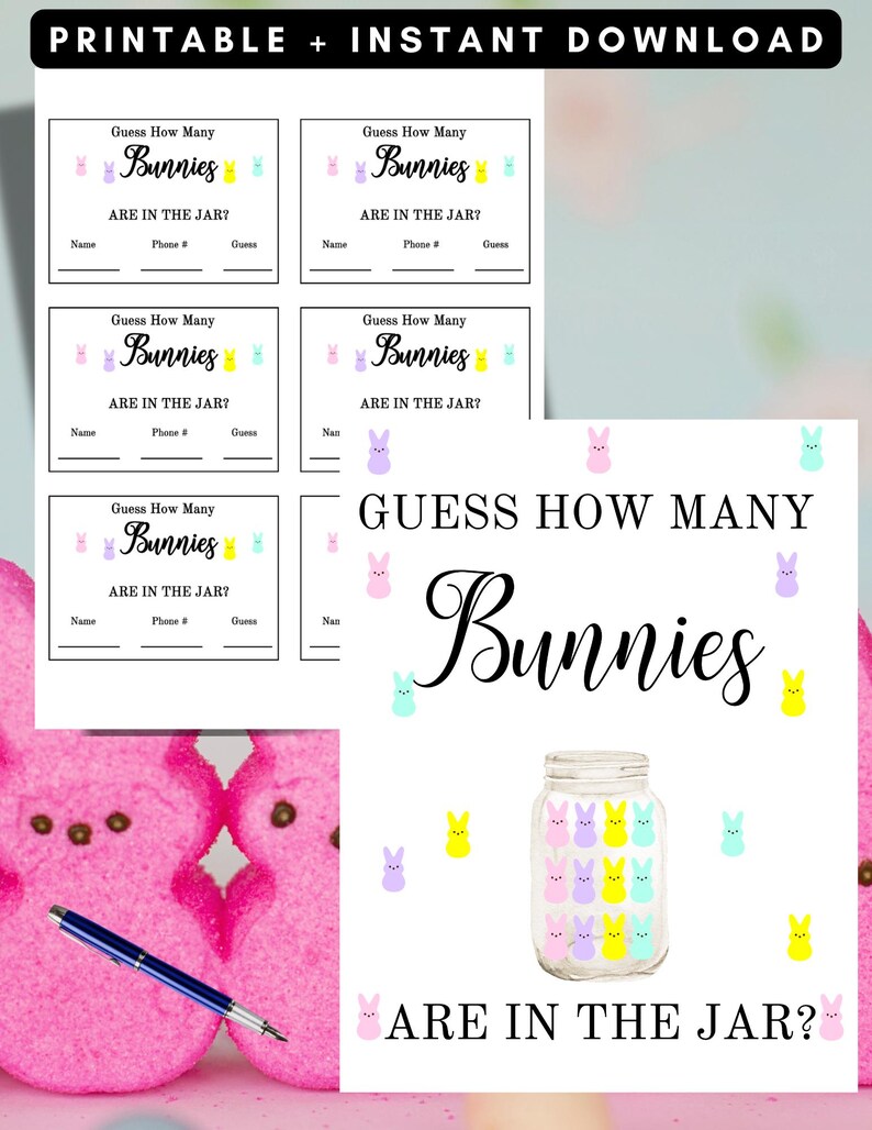 Easter Bunny Guessing Game: Printable Raffle, Easter Raffle Raffle ...