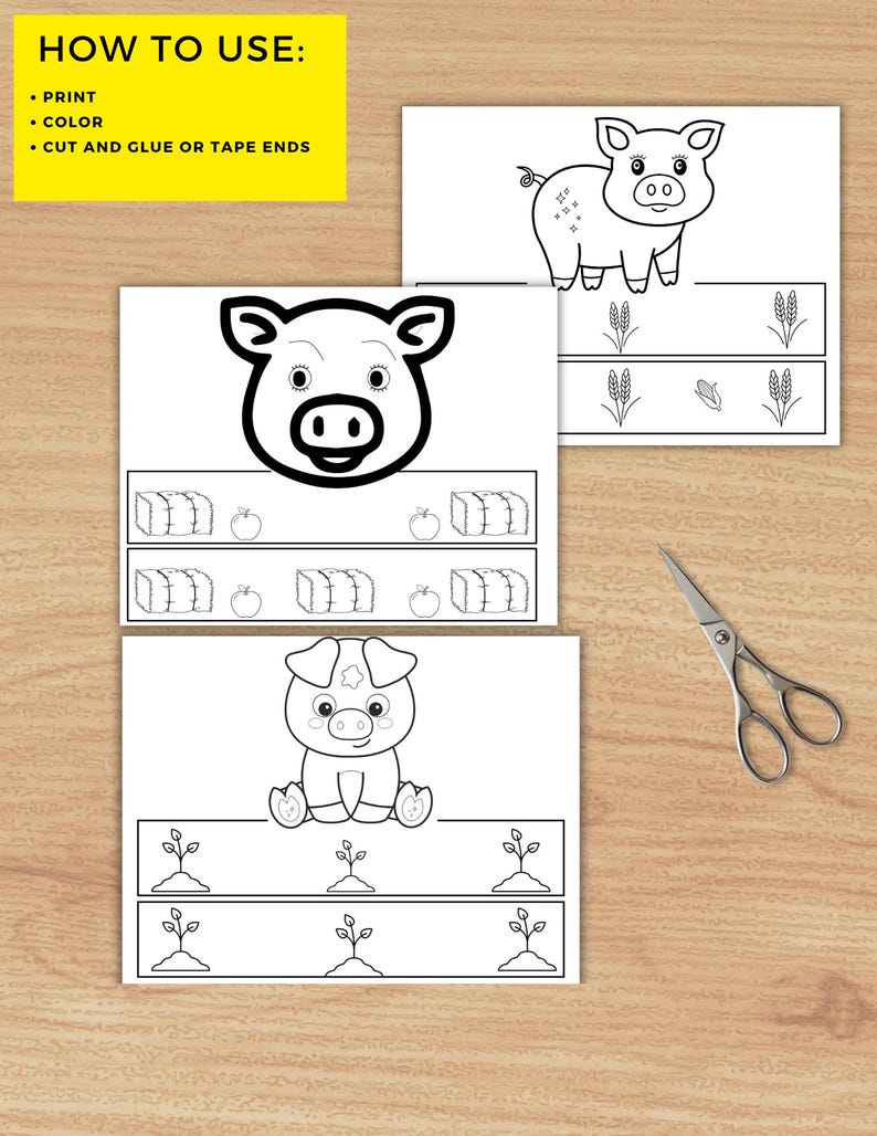 Printable Pig Crown,kids Coloring Craft, Farm Party Activity,pig Lovers ...