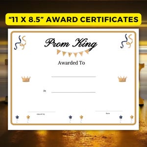 Prom Awards Certificates:prom King, Queen and Court Awards,printable ...