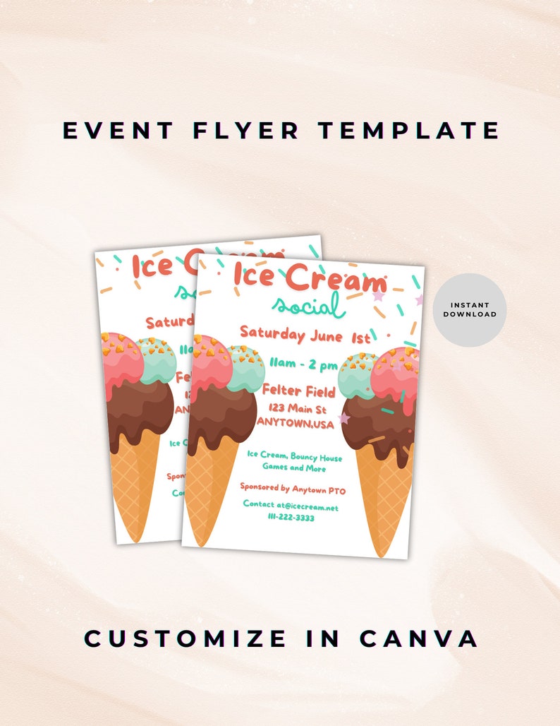 Editable Ice Cream Social Event Flyer, Customize to Your Event ...
