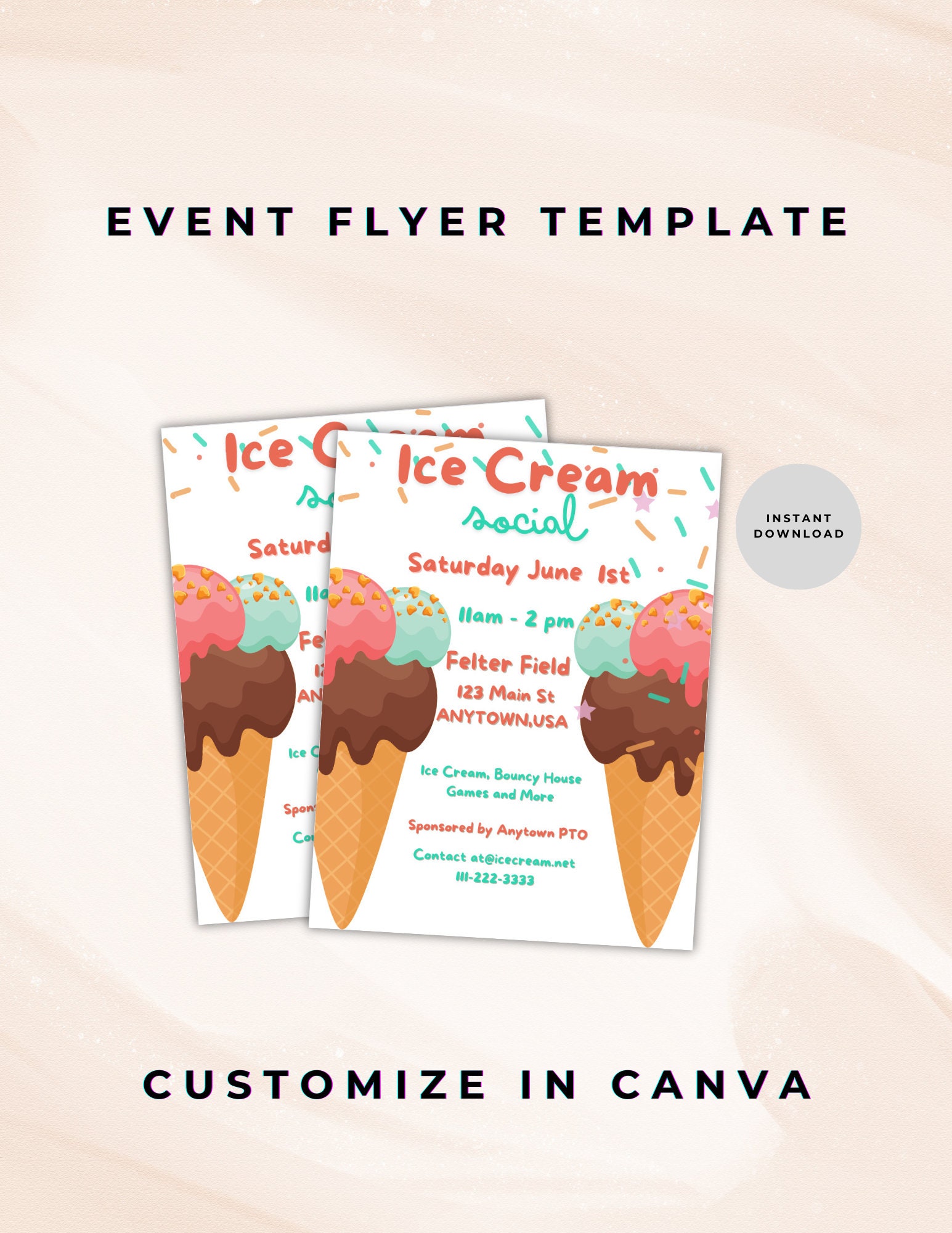 Editable Ice Cream Social Event Flyer - Etsy