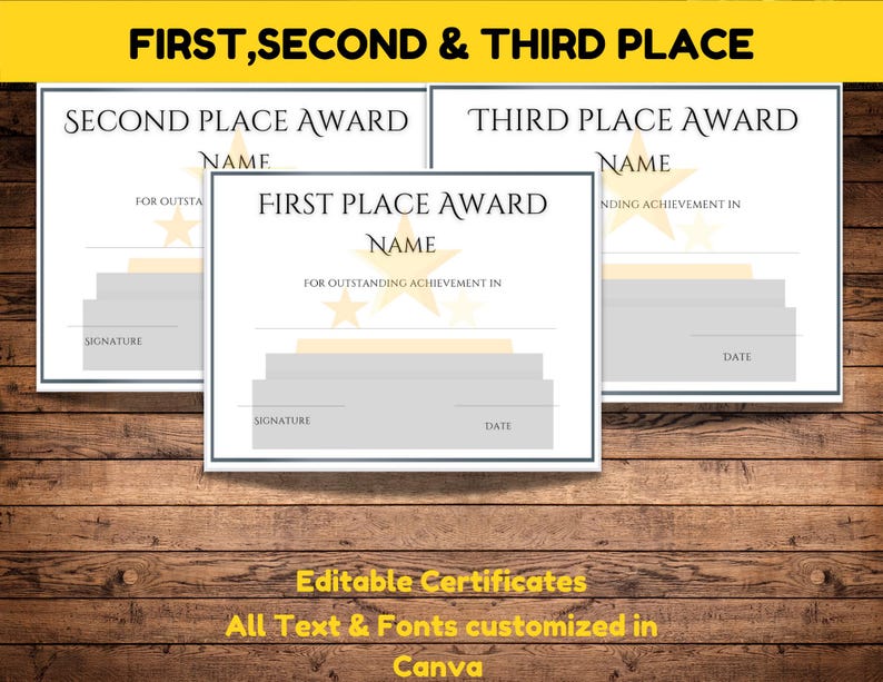 Contest Recognition Awards Bundle - Editable Certificates and Trophies ...
