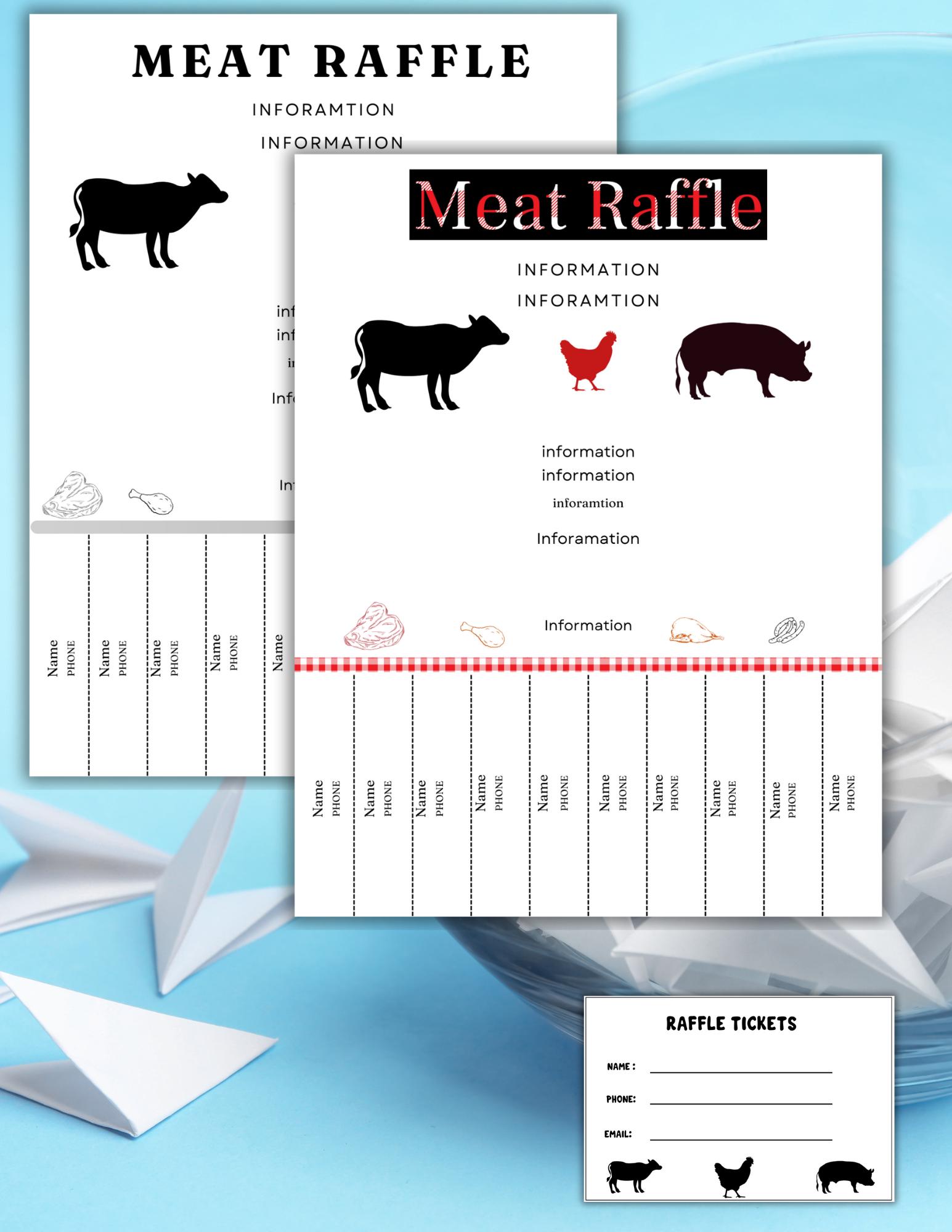 Meat Raffle Fundraiser Bundle:meat Raffle Fundraiser Kit,tickets, Flyer ...