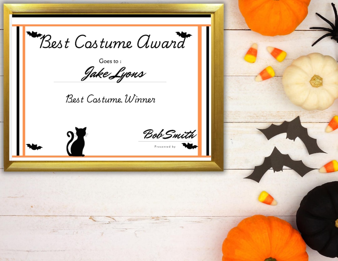 Best Costume Winner Certificate for the Best Costume at Your Halloween ...
