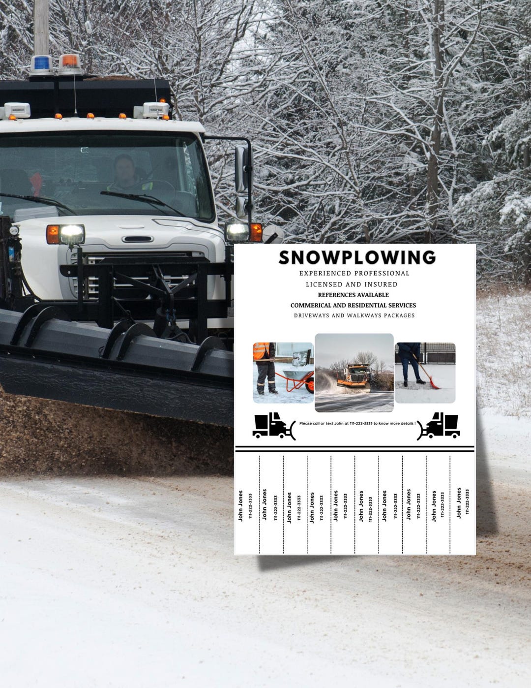 Snowplowing Advertisement Tear Away Flyer, Editable, Custom and ...