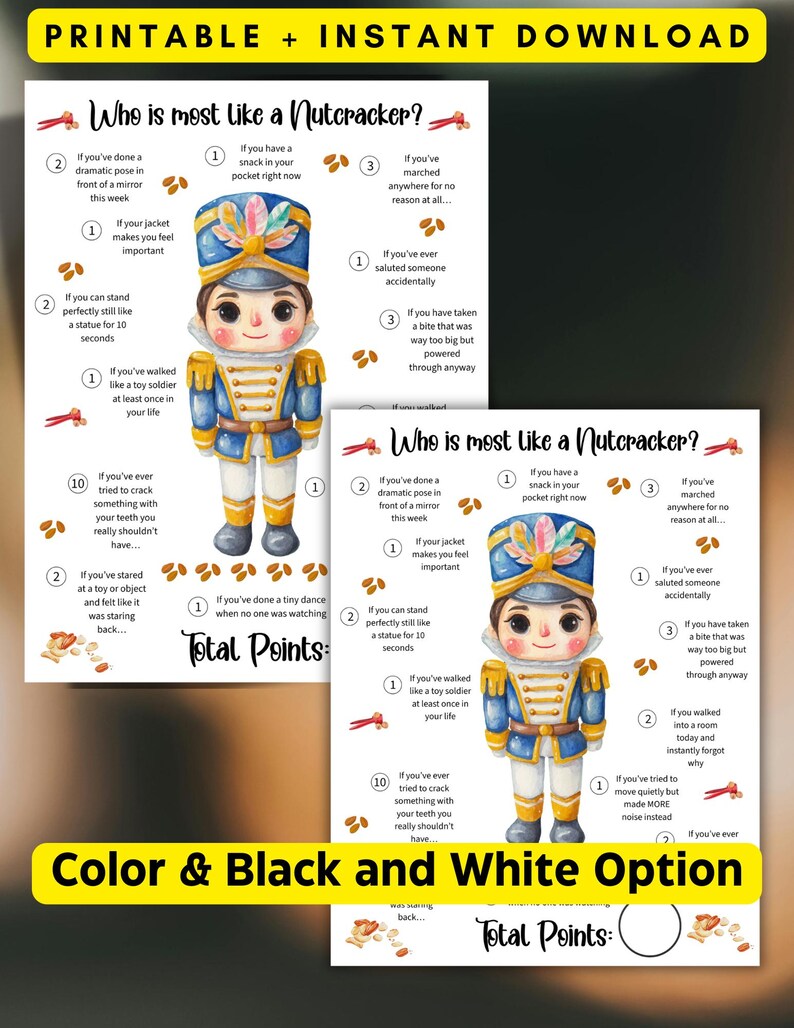 Who is Most Like a Nutcracker? Nutcracker Printable Game Family ...
