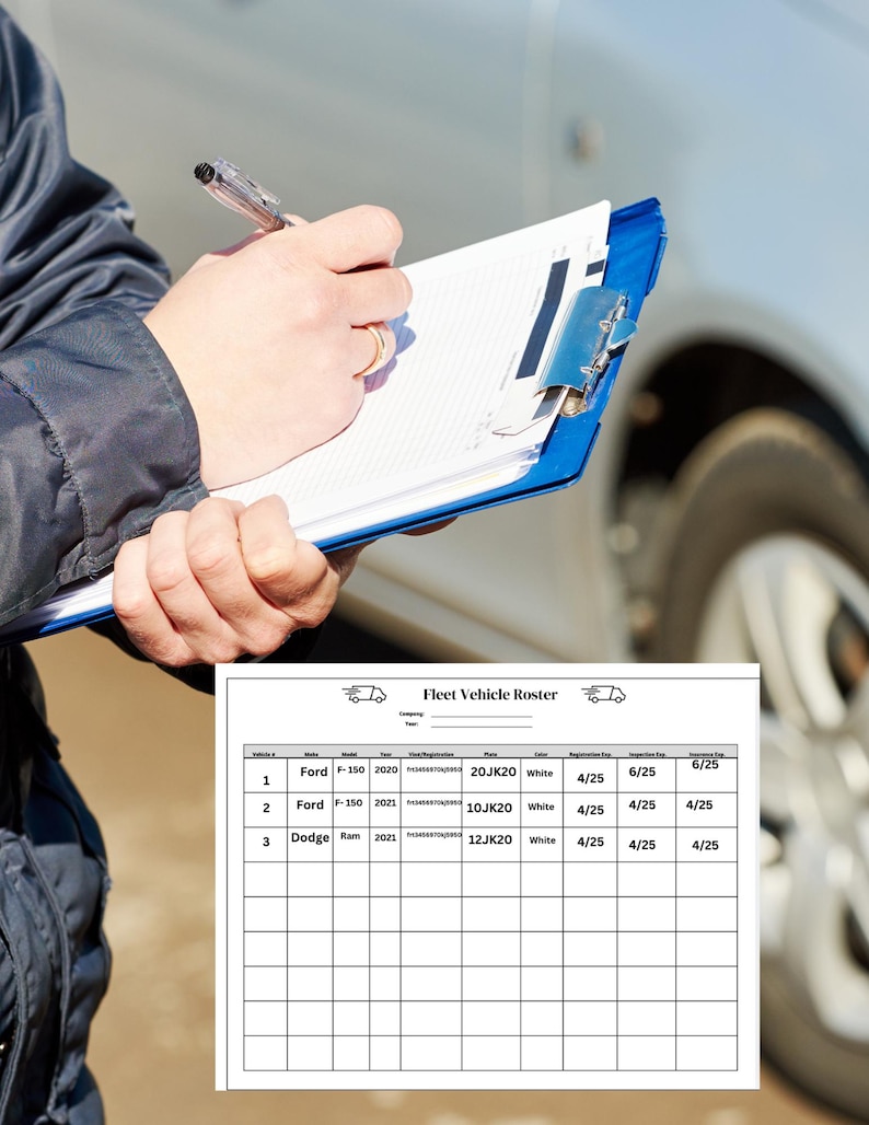Printable Fleet Vehicle Roster, Company Truck Tracker, Fleet Management ...