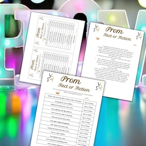 High School Prom Fact or Fiction, Prom Night Games, Printable Games for ...