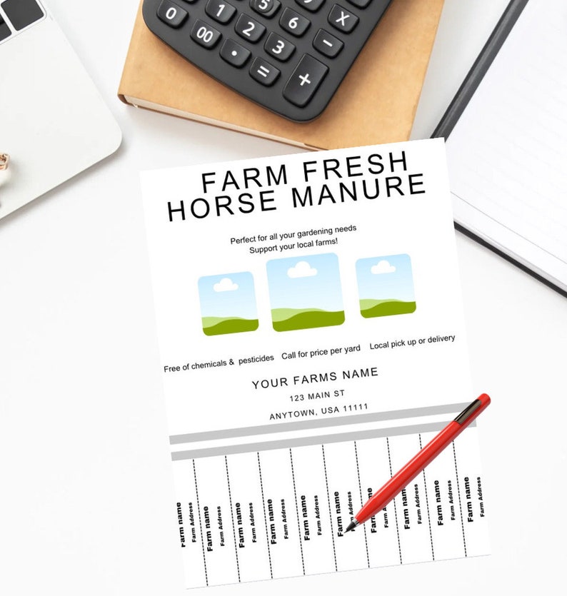 Horse Manure Advertising Poster, Tear Away Flyer Premium Horse Manure ...