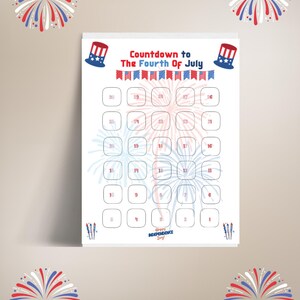 July 4th Countdown Calendar, Independence Day Countdown, Summer ...