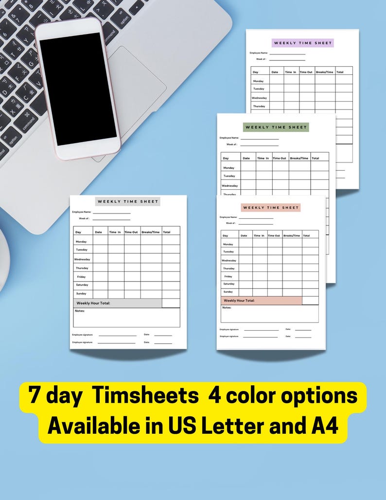 Printable Employee Timesheet Template,7-day Work Week,employee ...