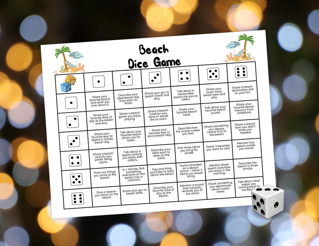 Beach Dice Game, Beach-themed Party Game, Funny Beach Night Group ...