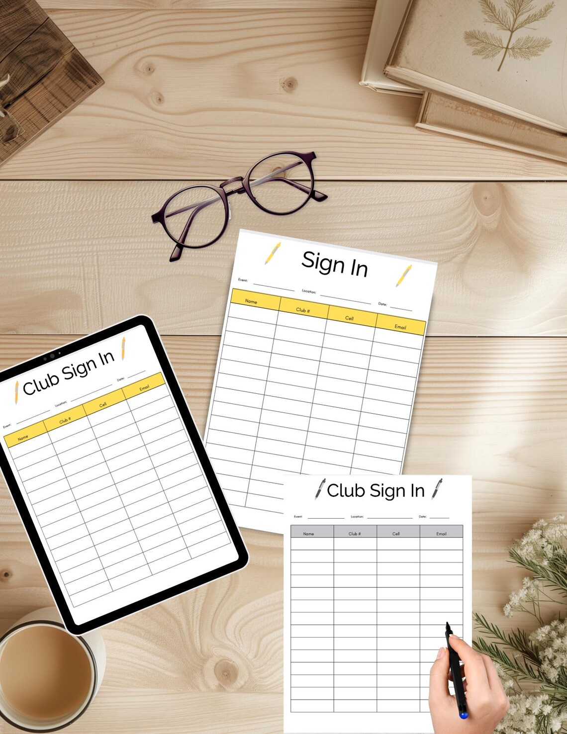 Club Sign-in Sheet: Printable Attendance Roster, Club Sign up Sheet ...