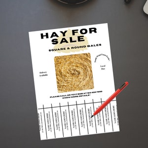Hay for Sale Advertising Flyer Poster PDF, Tear Away Advertisement for ...
