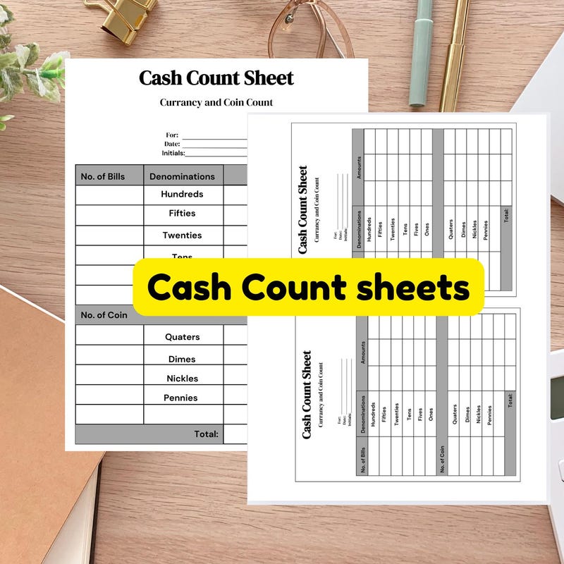 Cash Drawer Count Sheet - Etsy