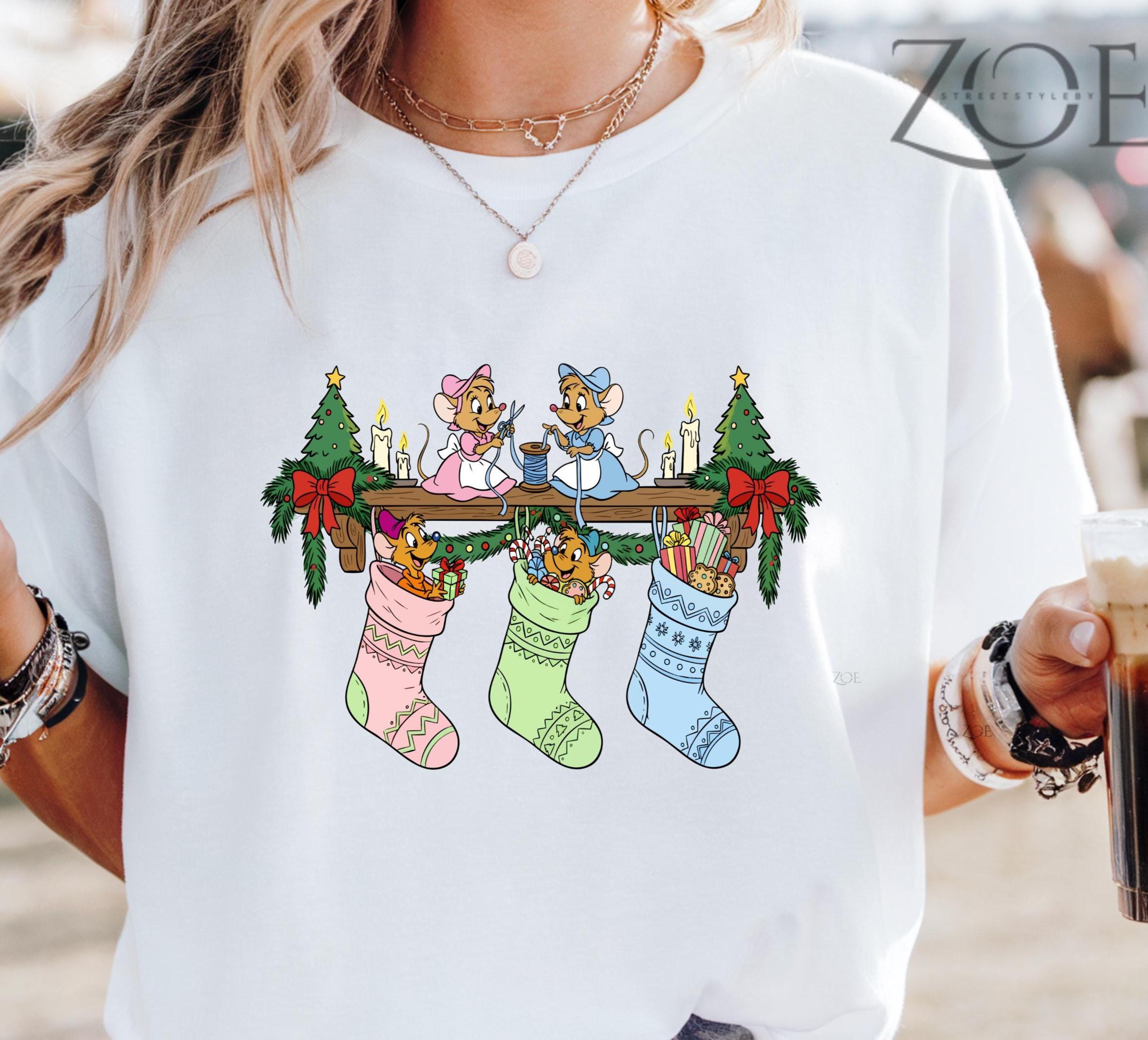 Retro Jaq Gus Gus Christmas Shirt Princess Cinderella Mouse Stocking ...