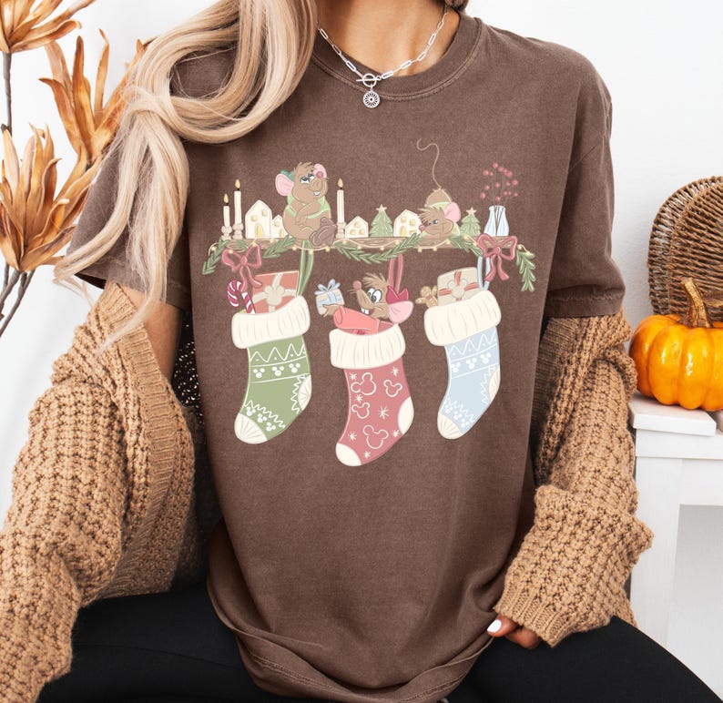 Vintage Disney Gus Gus Christmas Stocking Shirt Retro Disney Cinderella ...