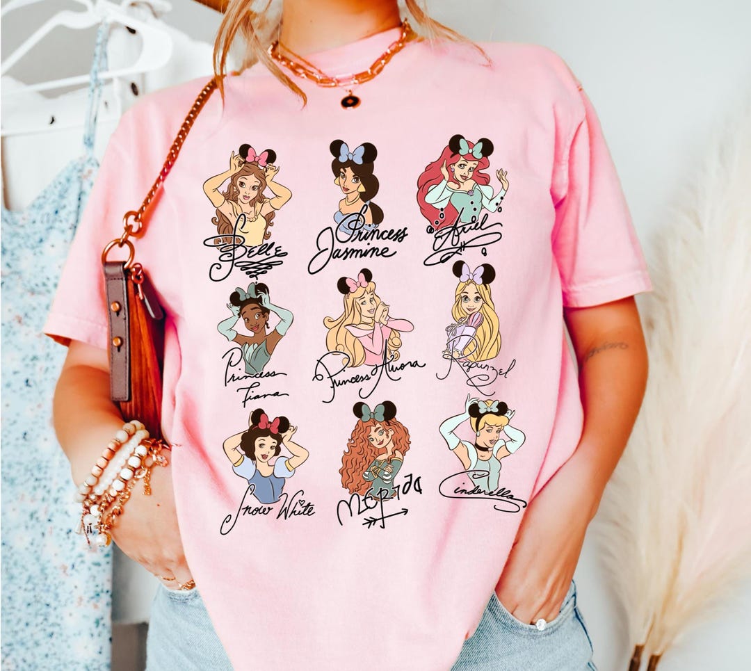 Disney Mouse Princess Signature Shirt,watercolor Princess Shirt,disney ...