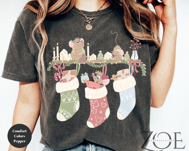 Vintage Disney Gus Gus Christmas Stocking Shirt Retro Disney Cinderella ...
