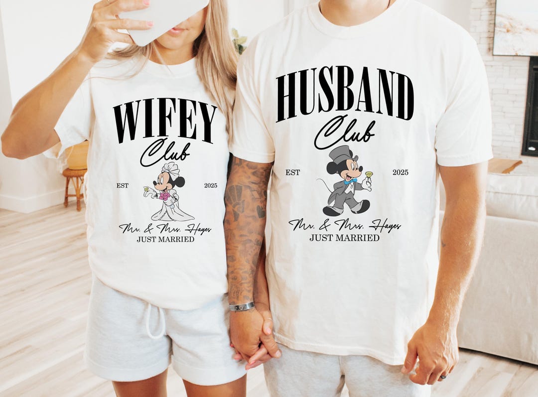 Personalized Disney Husband and Wife Shirt, Just Married Shirt, Bride ...
