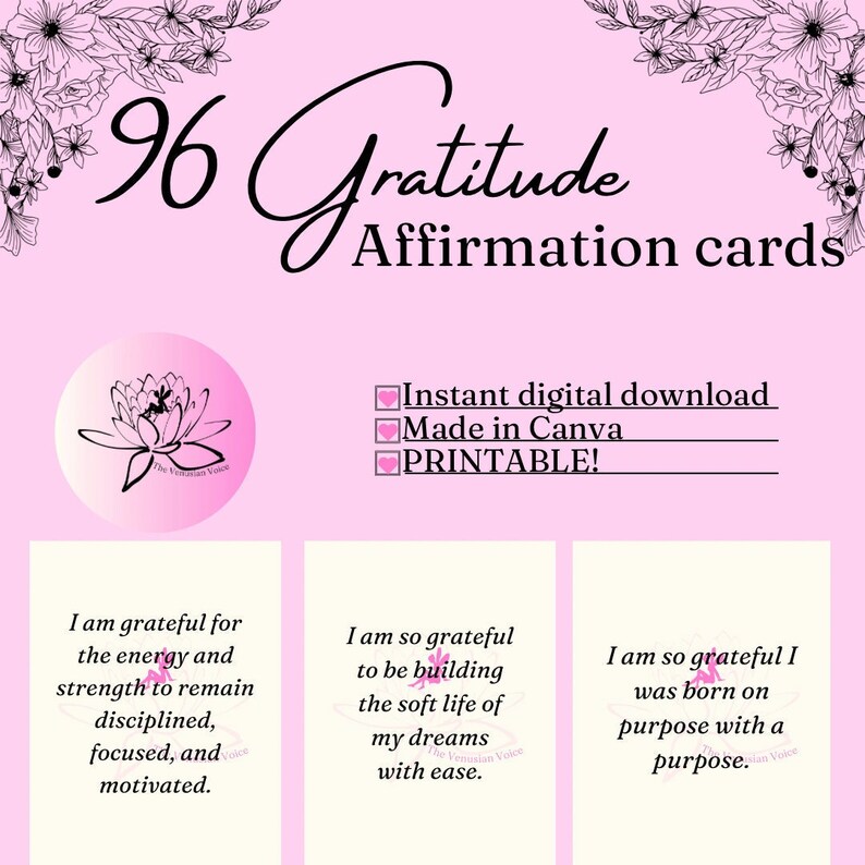 Affirmation Cards, Positive Affirmations, Gratitude Affirmation Cards ...