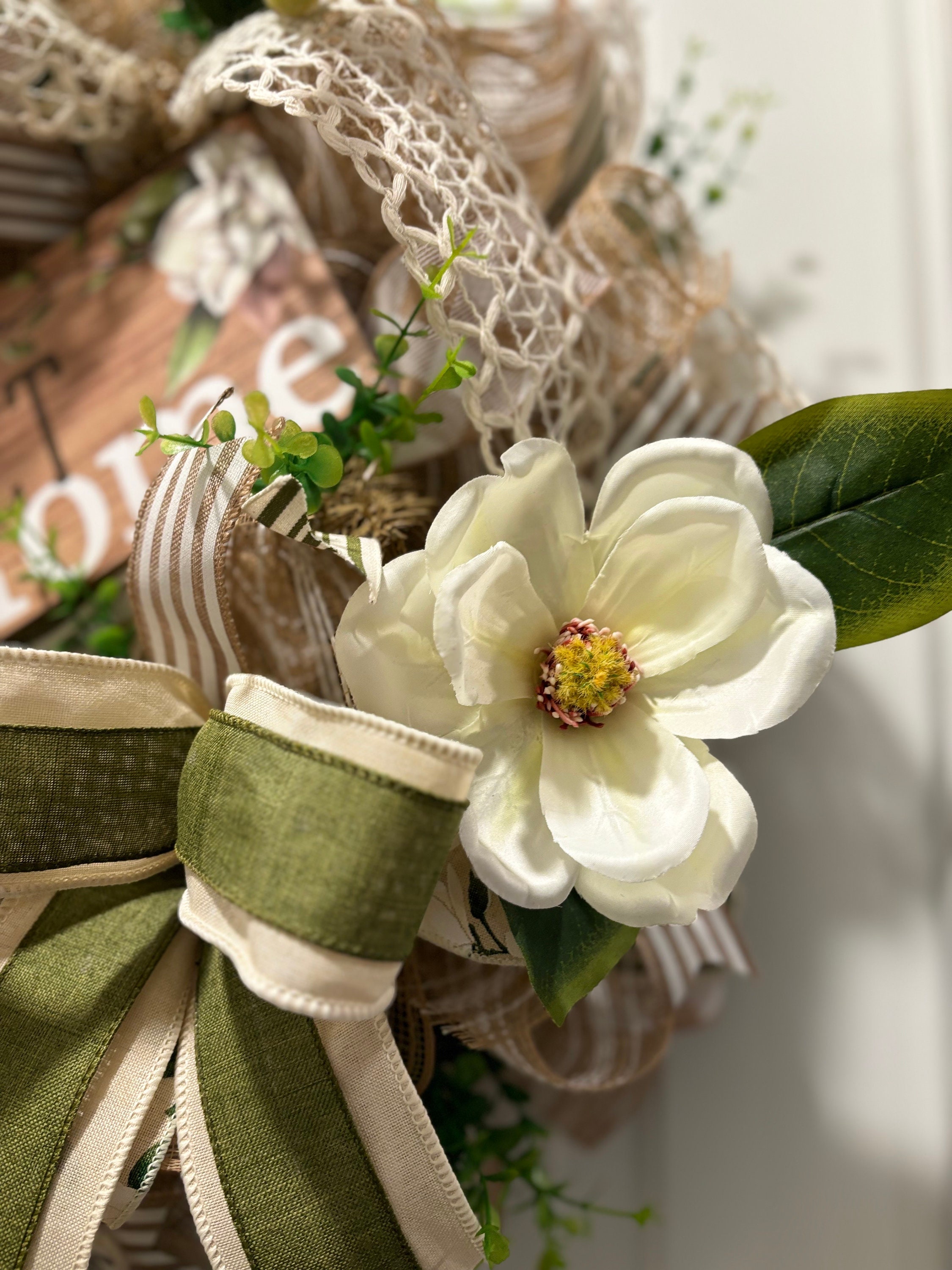 Magnolia Wreath, Year Round Wreath, All Season Front Door Wreath ...