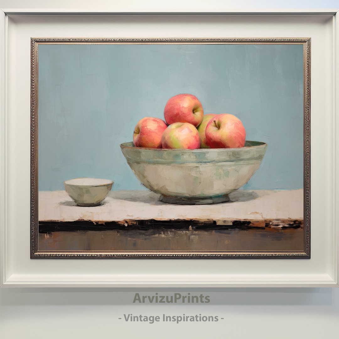 Minimalist Apples With Bowl Vintage Apple Decor Nostalgic - Etsy
