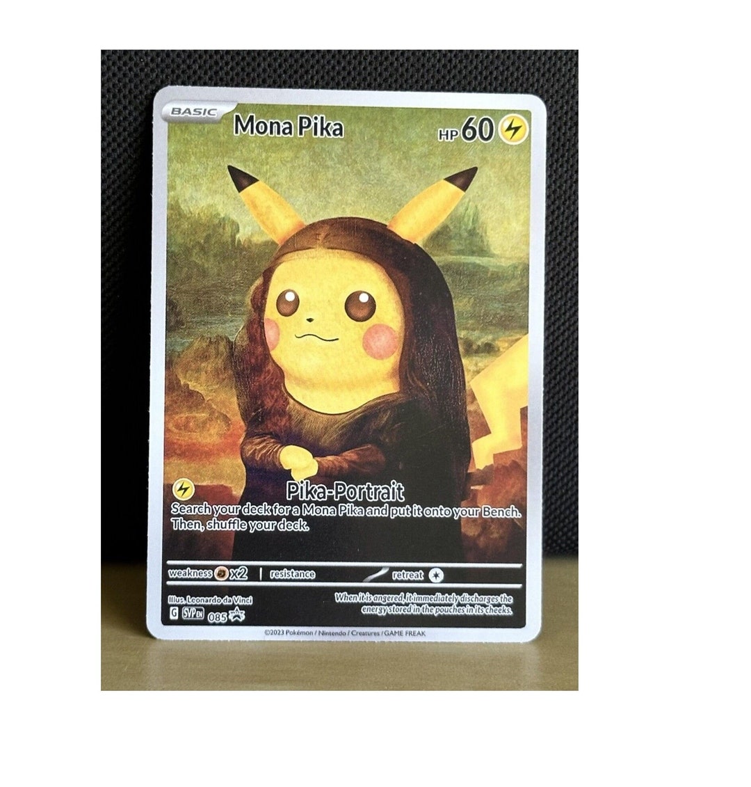 Mona Pika Mona Lisa Leonardo Da Vinci Inspired Custom Made Pokemon Card ...