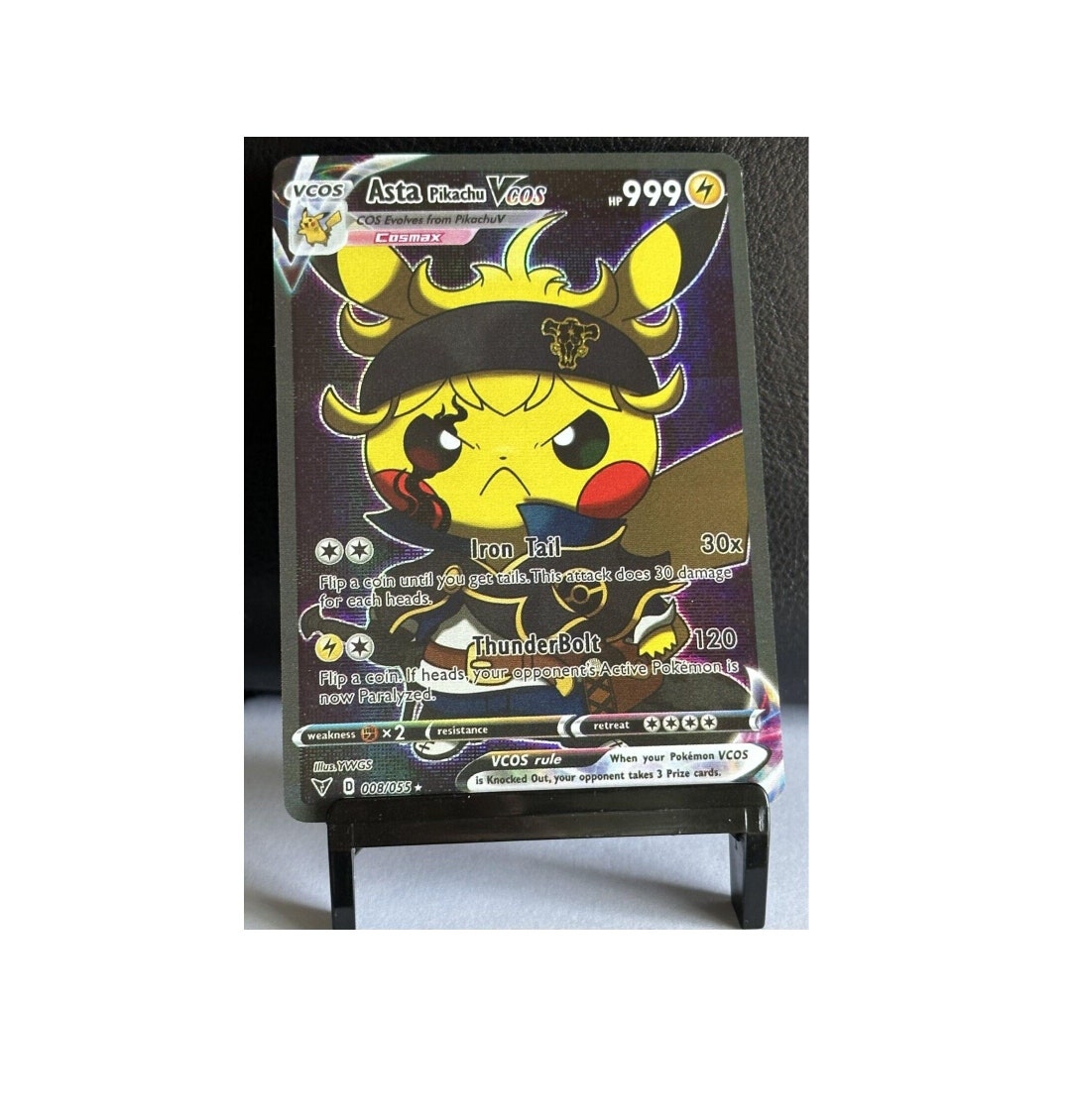 Pikachu Vcos cosplay Asta Black Clover Holo Custom Made Pokemon Card - Etsy