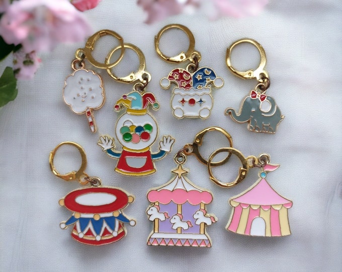 Cute Circus Charms - Set of 7 Gold Enamel Crochet and Knitting Progress ...