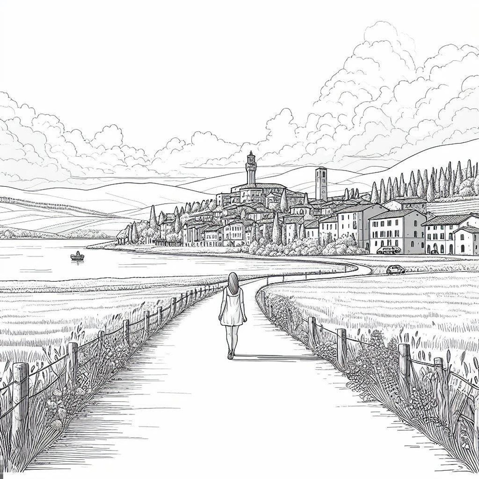 50 Rural Coloring Pages Fun to Color, for All Ages, Rural Landscapes ...