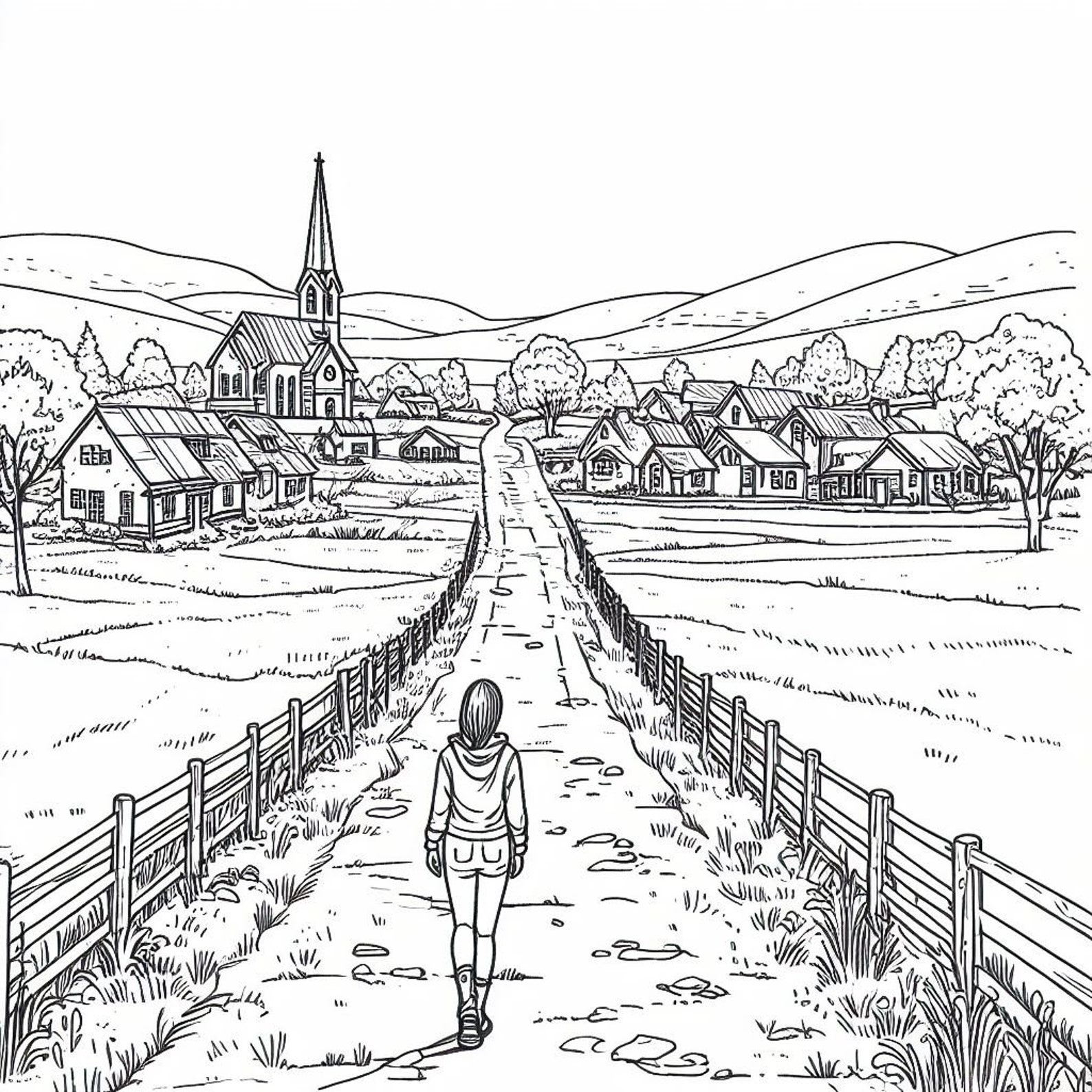 50 Rural Coloring Pages Fun to Color, for All Ages, Rural Landscapes ...