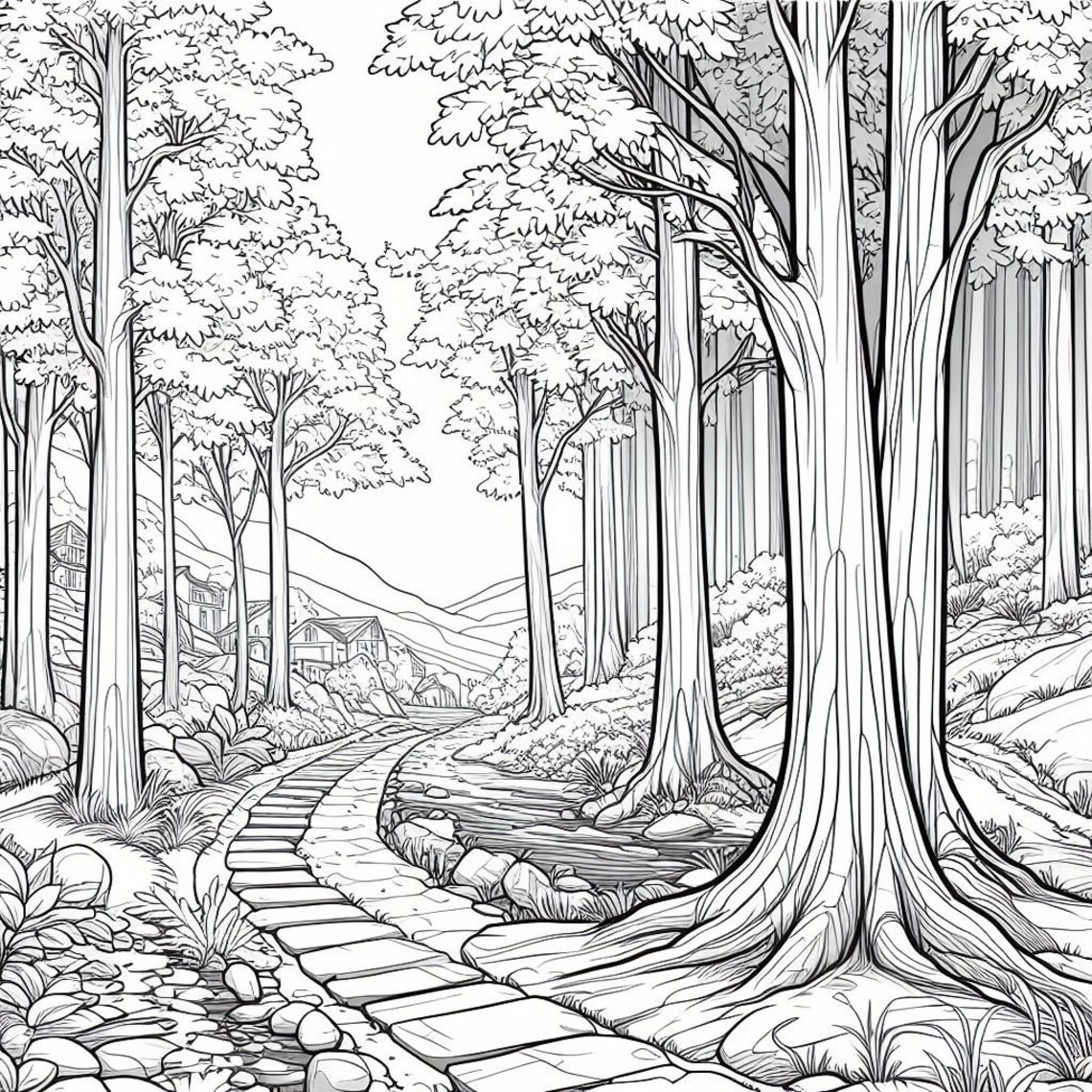 50 Rural Coloring Pages Fun to Color, for All Ages, Rural Landscapes ...