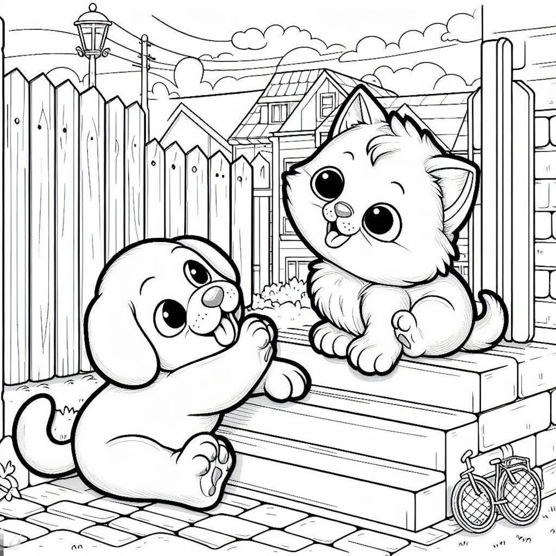 Puppies and Kittens Coloring Pages, for Children of All Ages. Instant ...