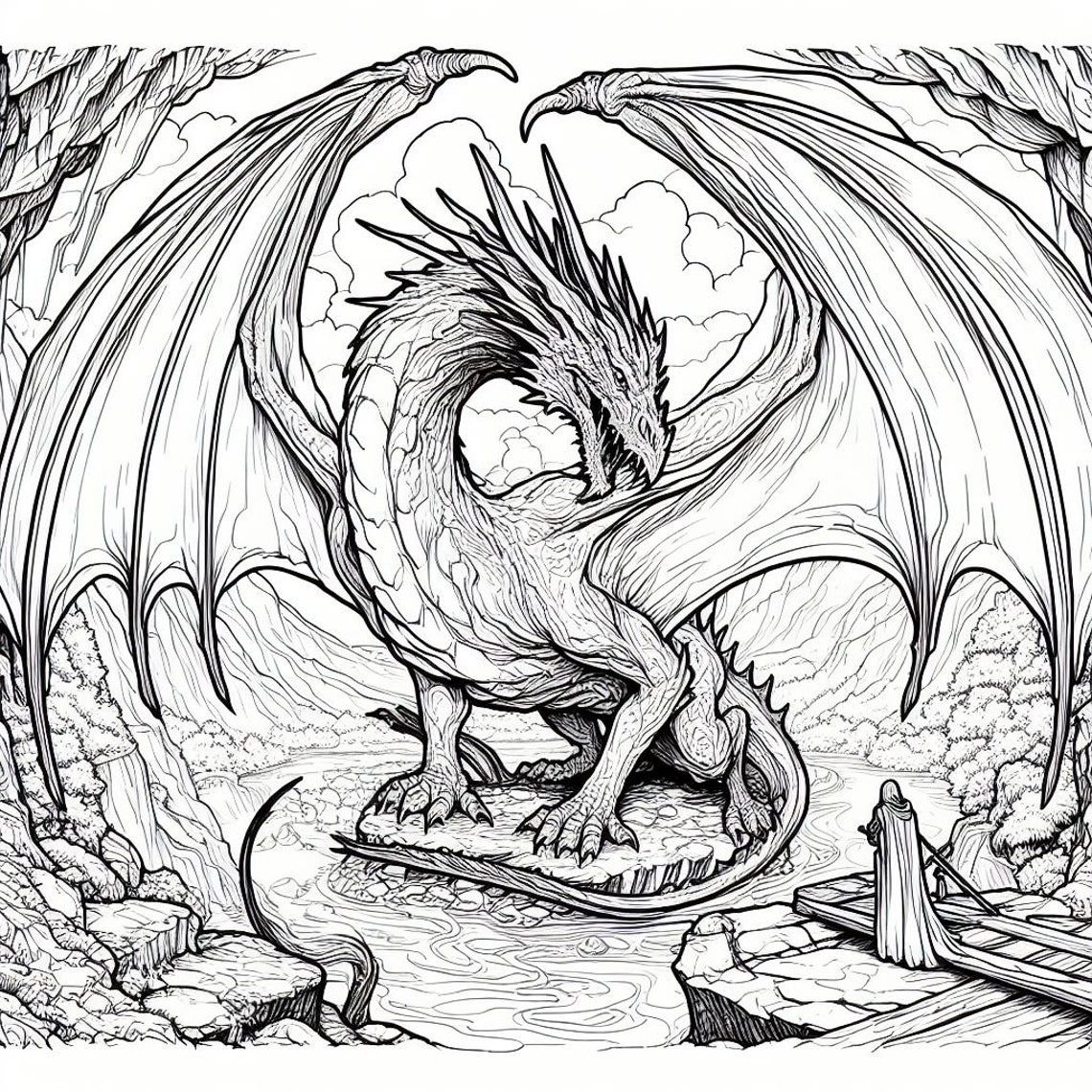 Dragon Coloring Pages, 50 Dragons to Color. Fantasy, Adults and Kids ...