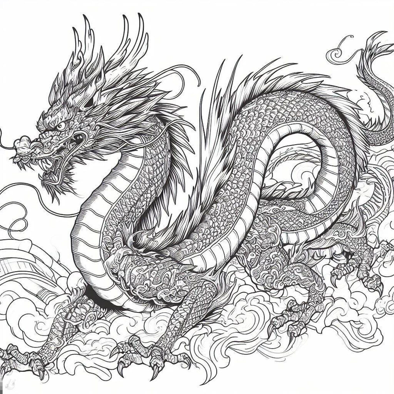 Dragon Coloring Pages, 50 Dragons to Color. Fantasy, Adults and Kids ...